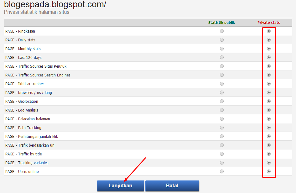 Cara Membuat Histats Private/Hanya Bisa Dilihat Pemilik Akun - blog kibe