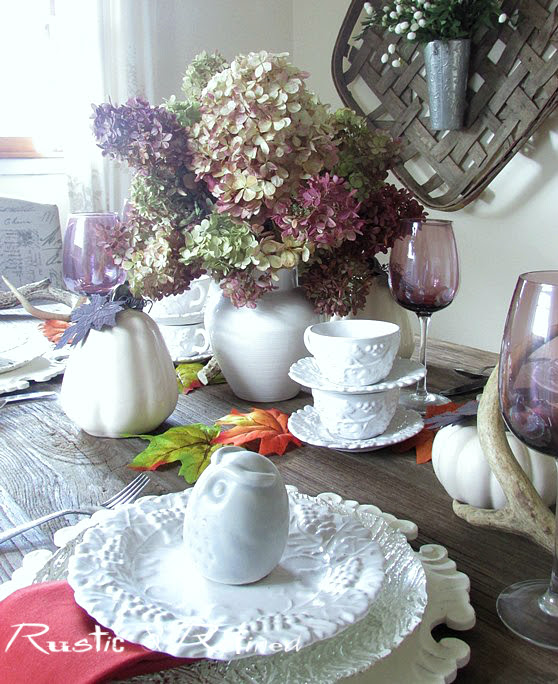 Dried Hydrangea Fall Tablescape | Rustic & Refined