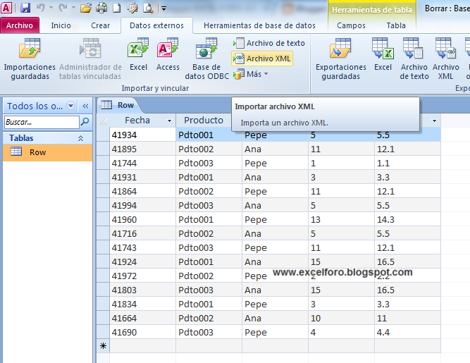 Importando - Exportando datos en XML con Excel. | EXCEL FORO: Un blog de Excel