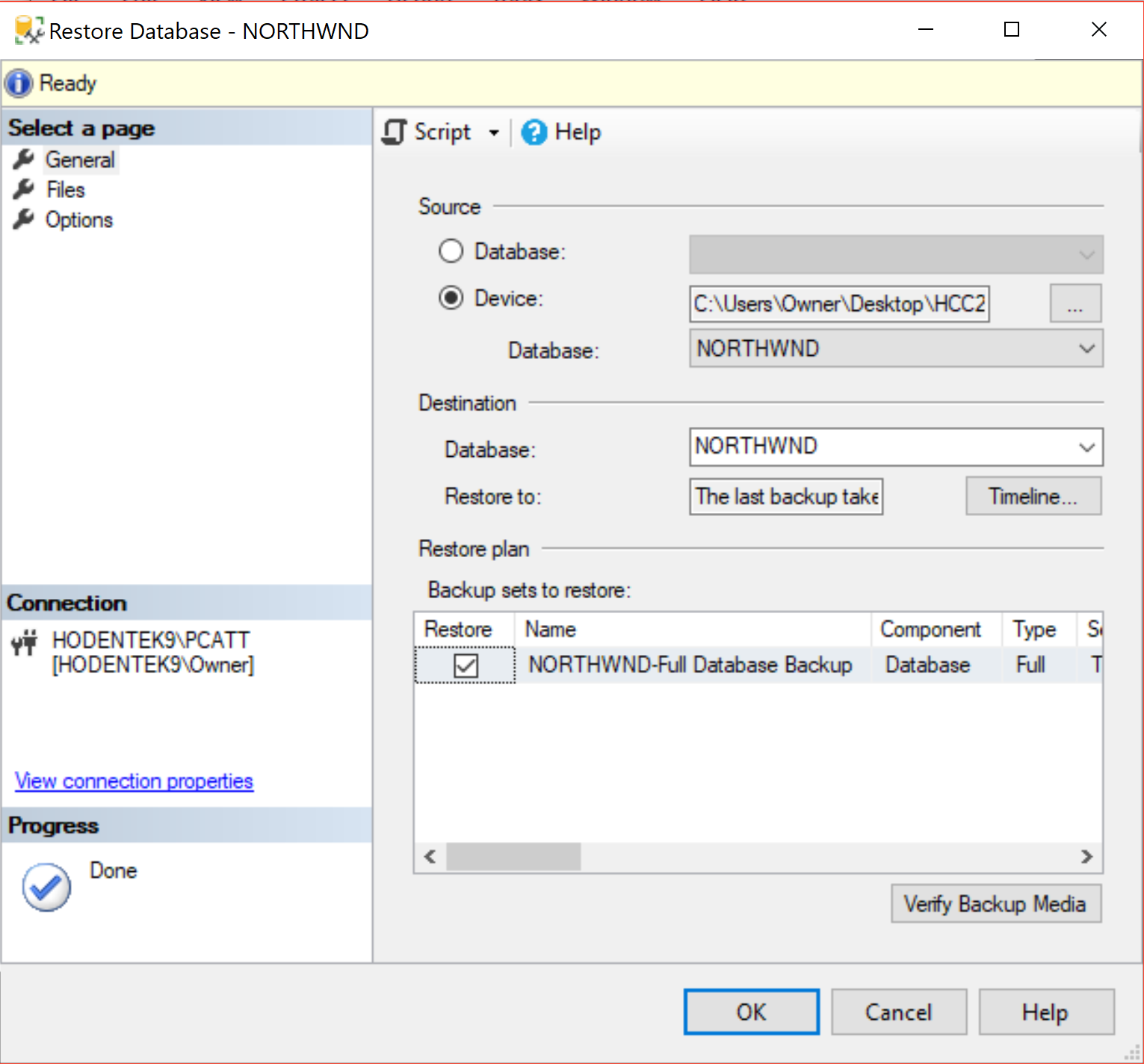 Hodentekmsss Restoring The Northwind Database From Its Backup