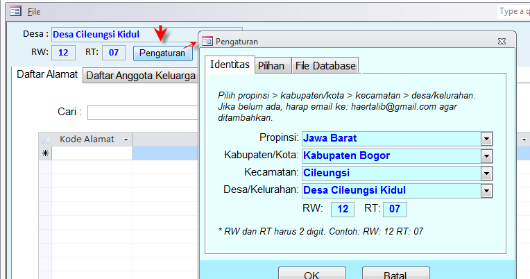 Program Aplikasi Database Warga - Cileungsi.com
