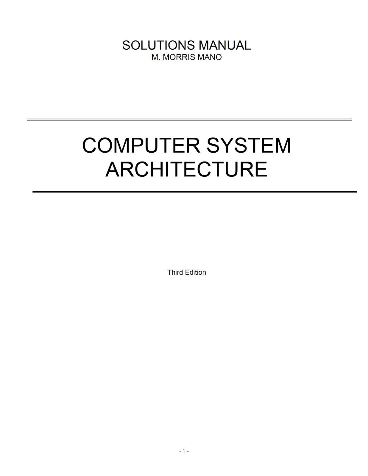 Solution Manual for Computer System Architecture (3rd Edition) - M. Morris Mano