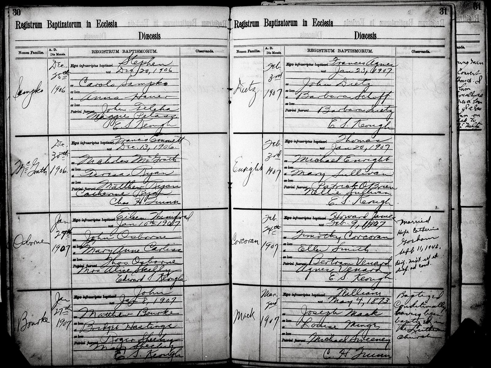 Journey to His Past: Howard Corcoran Baptismal Record