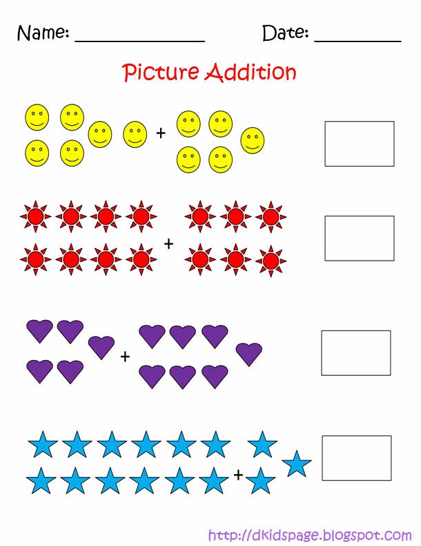 Kids Page: Picture Addition - Math Worksheets