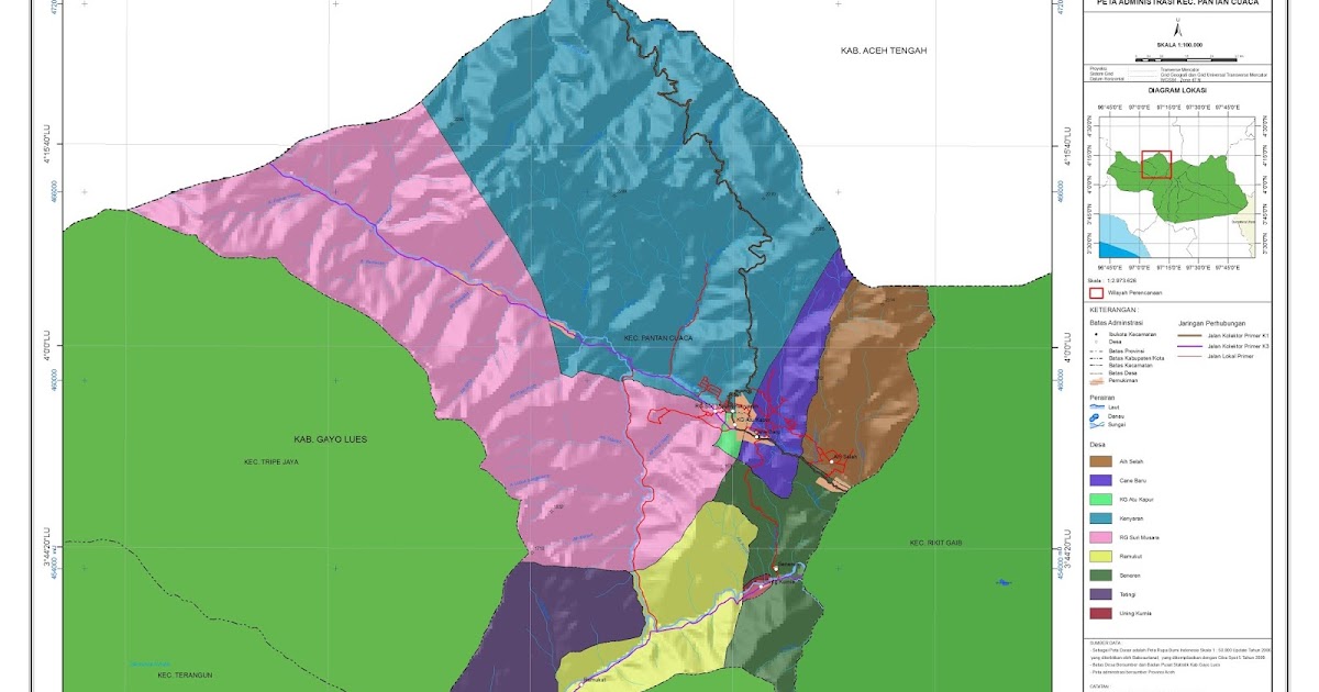 Peta Administrasi Kecamatan Pining, Dabun Gelang, Blangkejeren ...