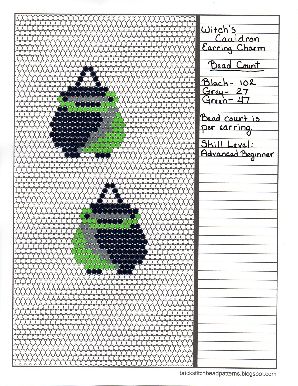 Brick Stitch Bead Patterns Journal: Witch's Cauldron Brick Stitch ...