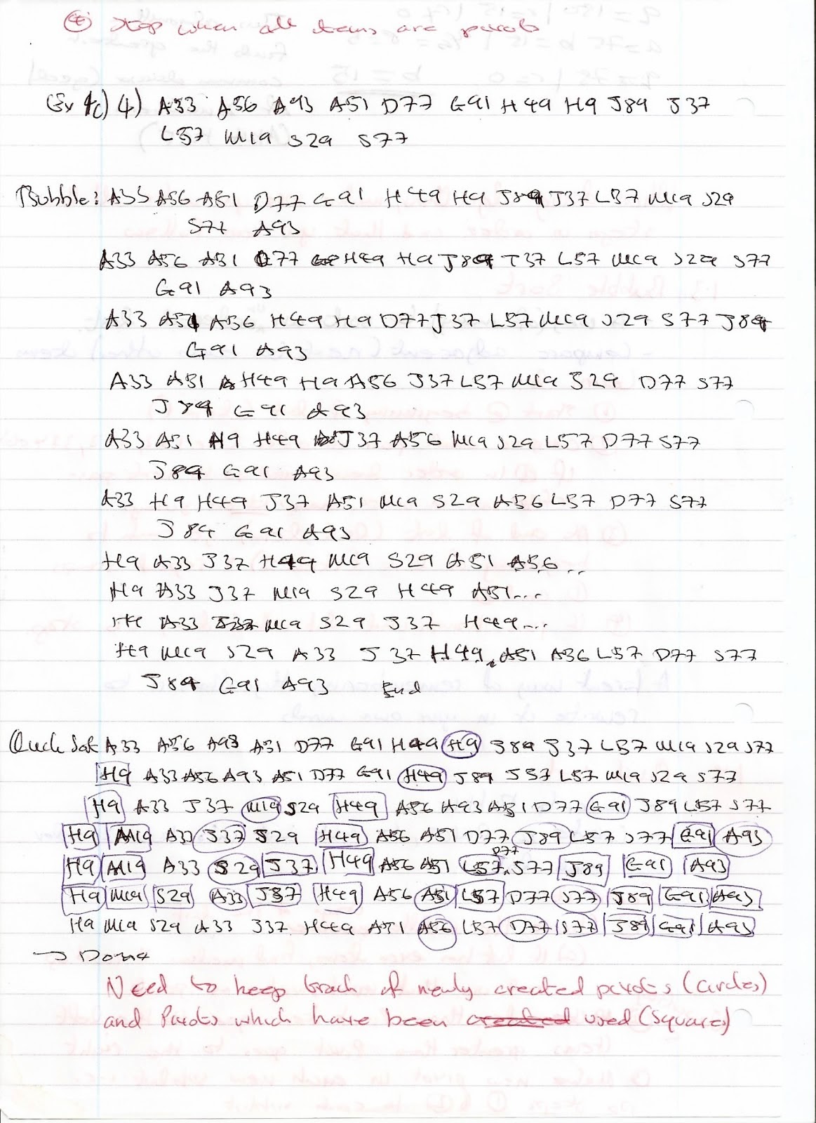 A Level Maths Notes: Decision Sorting Bubble and Quick Sort (EDEXCEL)
