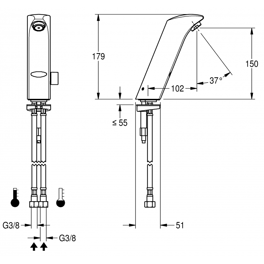 Franke Protronic-S Aqua 130 self closing water saving hands free tap