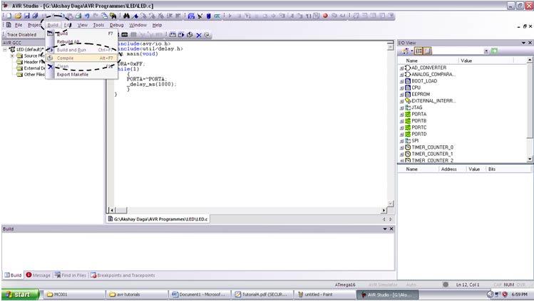 AVR Studio 4 - Project Guide & Working