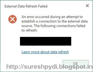 “External Data Refresh Failed An error occurred during an attempt to ...