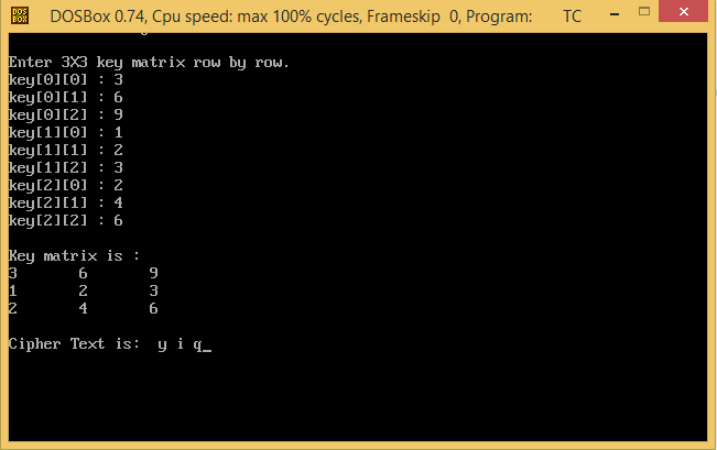 Secure Message Encryption with Hill Cipher Program in C