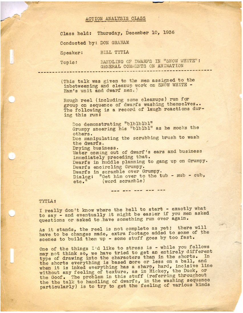Filmic Light - Snow White Archive: Bill Tytla's Action Analysis Class ...