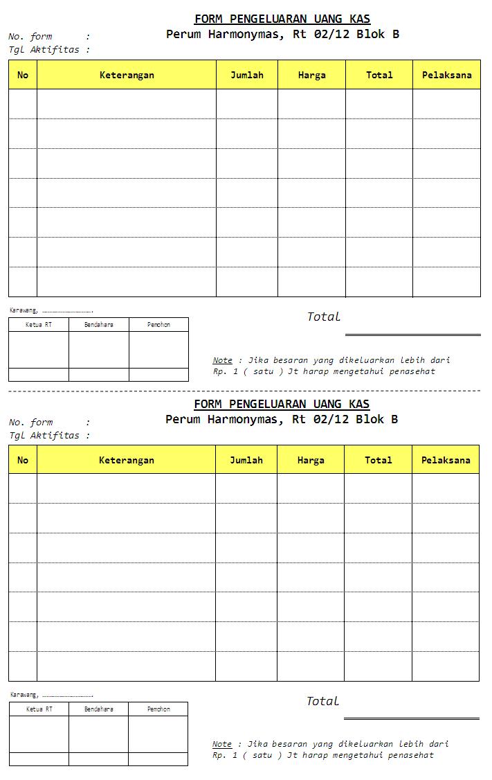 Dokumen harmonymas: form pengeluaran uang kas