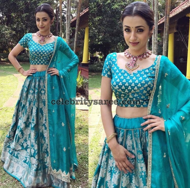 Trisha in Blue Lehenga - Saree Blouse Patterns