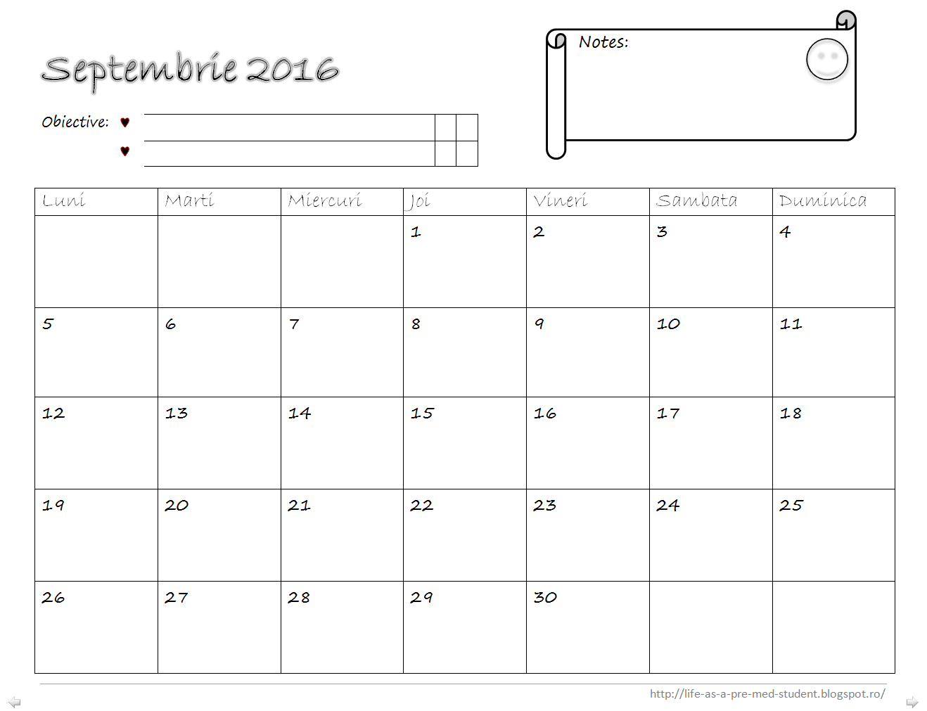 Life as a Pre Med Student: Programul lunii septembrie