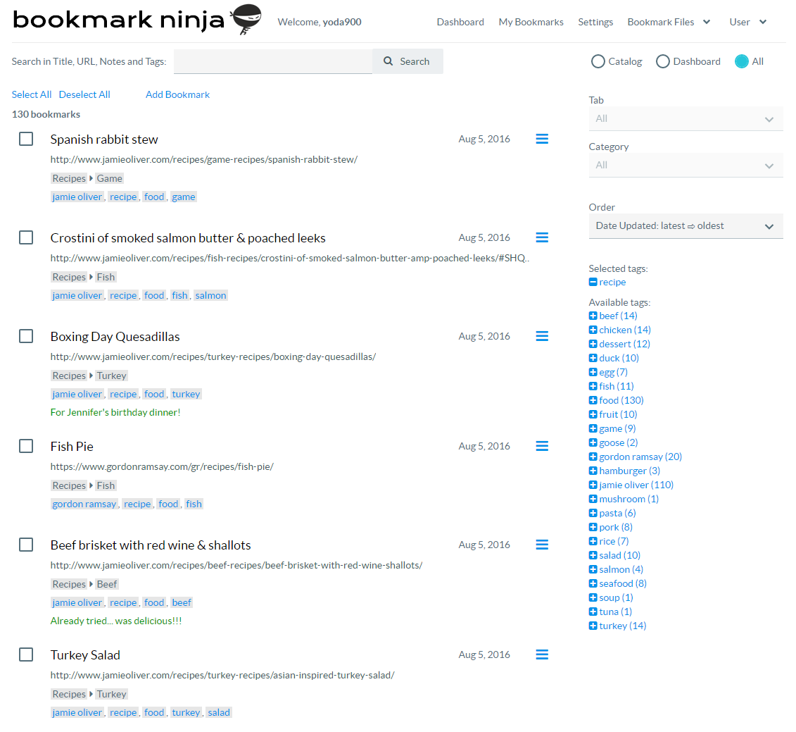 Bookmark Ninja: Some UI related improvements
