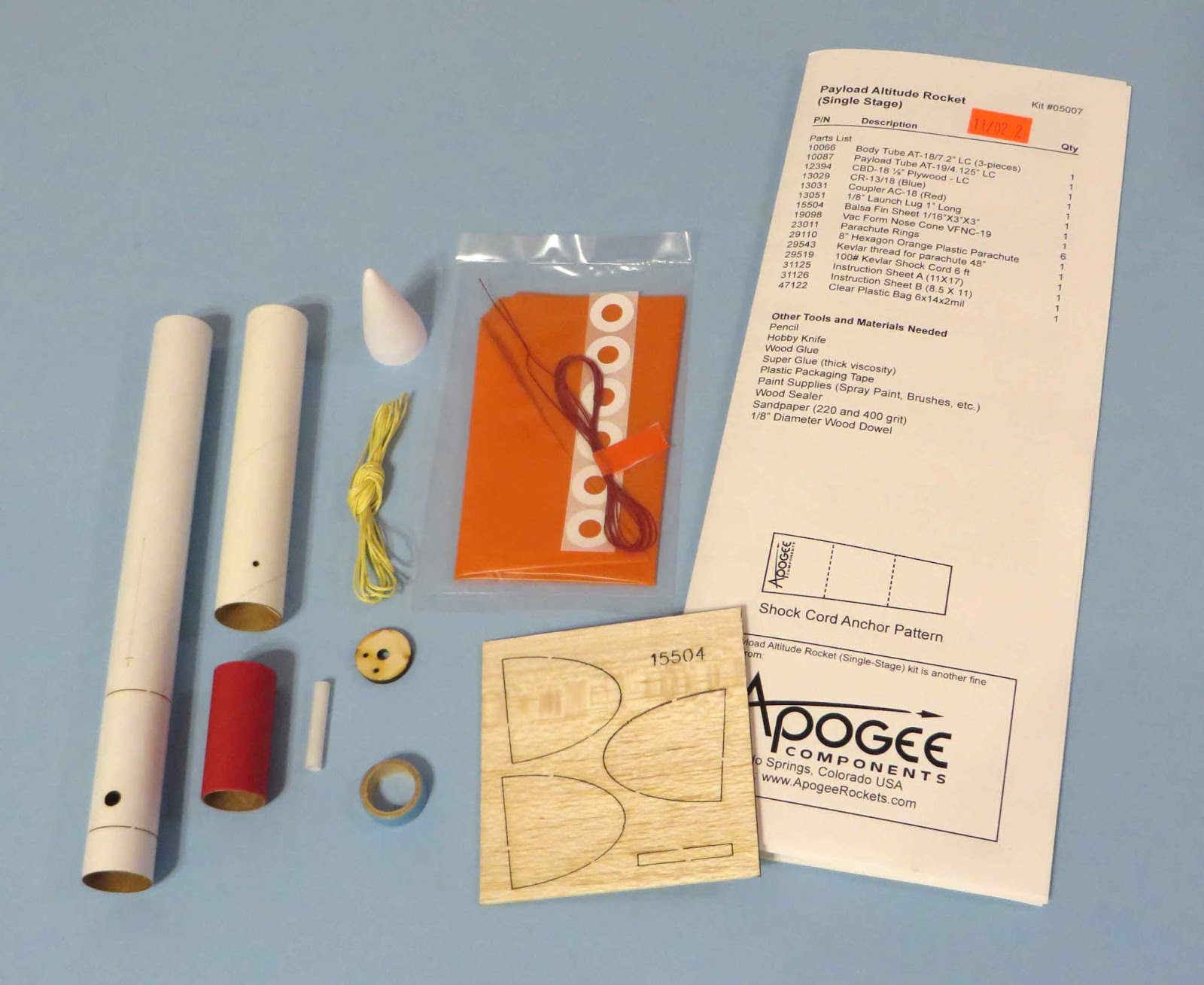 Model Rocket Building: Apogee Payload Altitude Rocket Build, Part 1, Parts