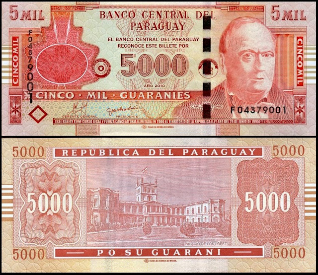 Sterling Numismatic Gallery: P. - 5.000 guaranis 2010 Paraguai Printer ...
