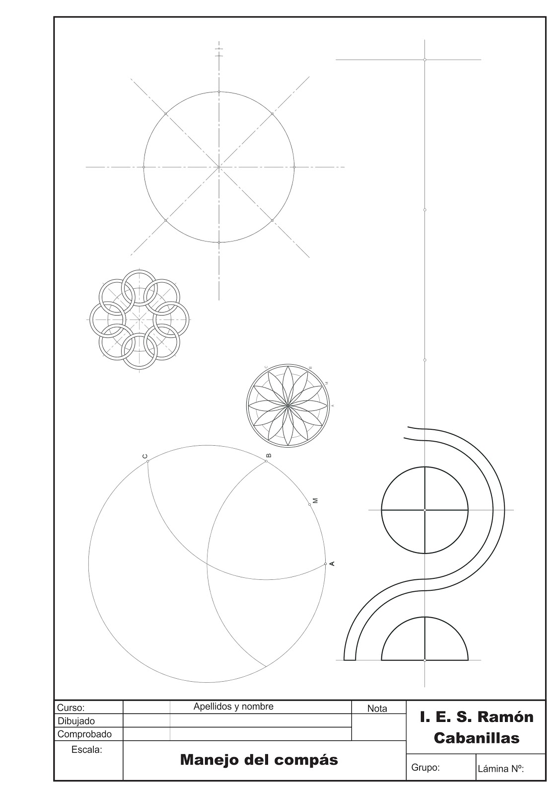 Educación Plástica IES Ramón Cabanillas: Práctica con el compás