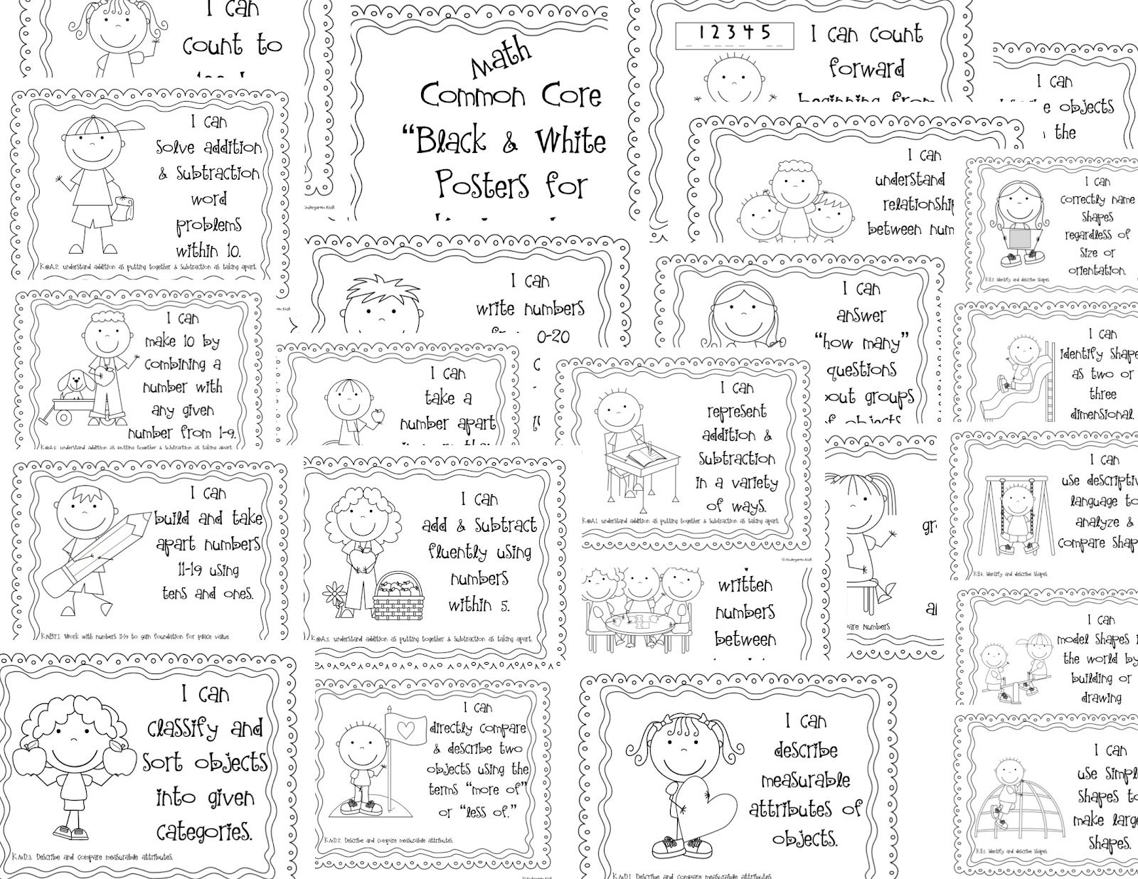 Kindergarten Kiosk: Kindergarten Common Core Posters For Math: Black ...