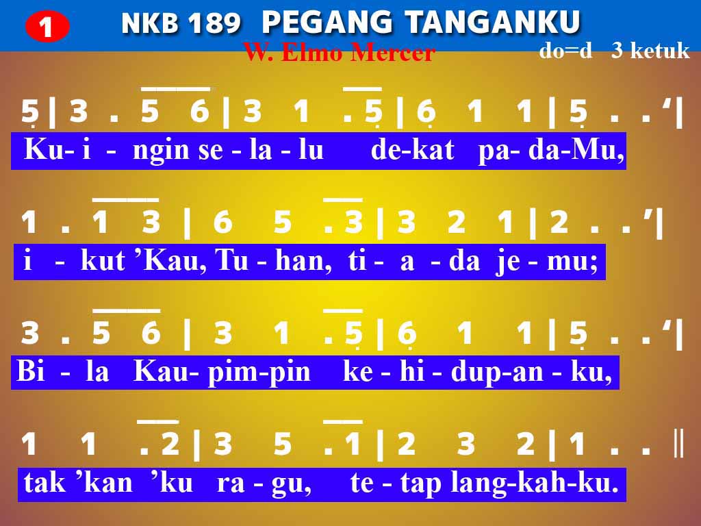 Lirik dan Not NKB 189 Pegang Tanganku