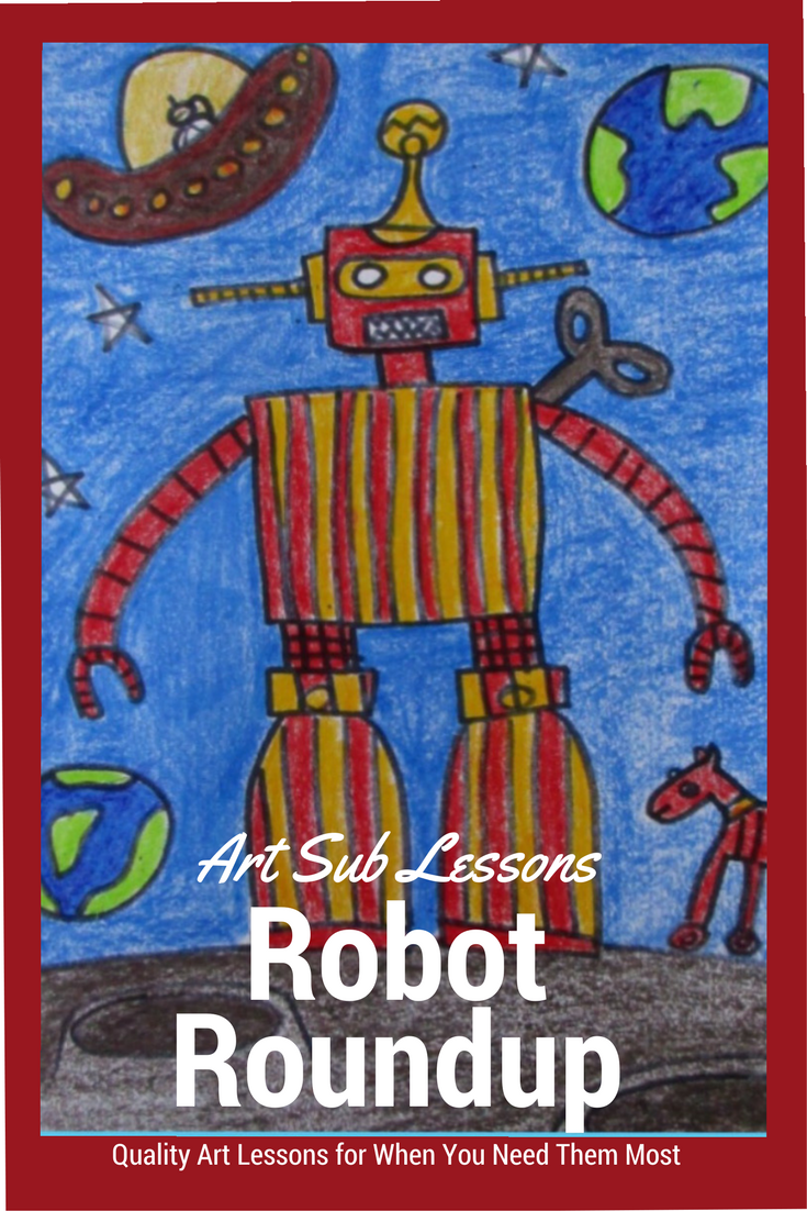 Art Sub Lessons: Robot Line Drawings | Art Sub Lesson