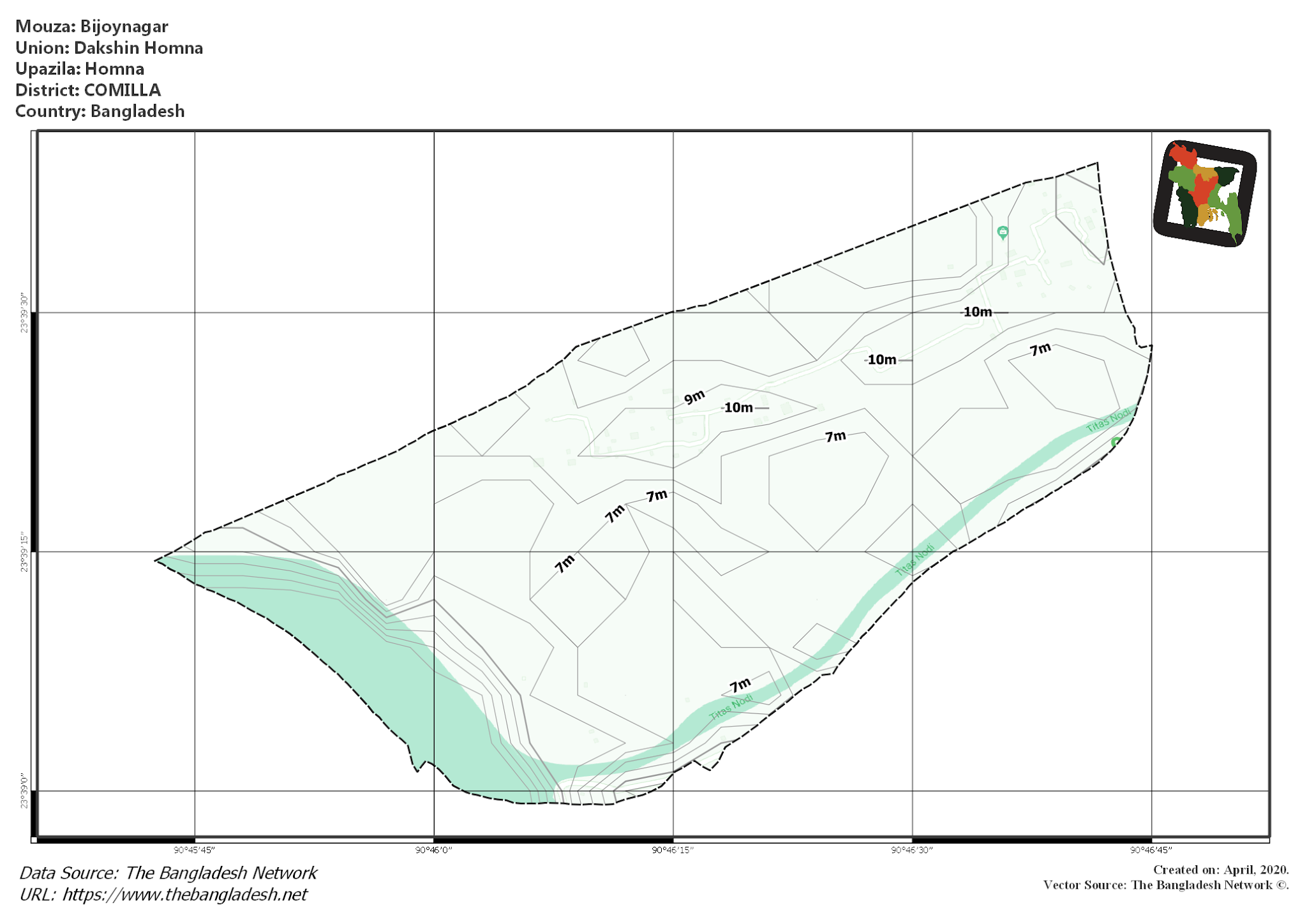 Map of Bijoynagar Mouza, Homna, Comilla