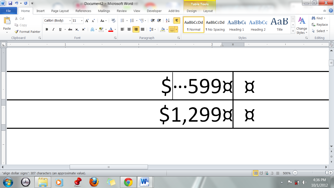 Tips from a Tech Teacher: Aligning Dollar Signs in a Table