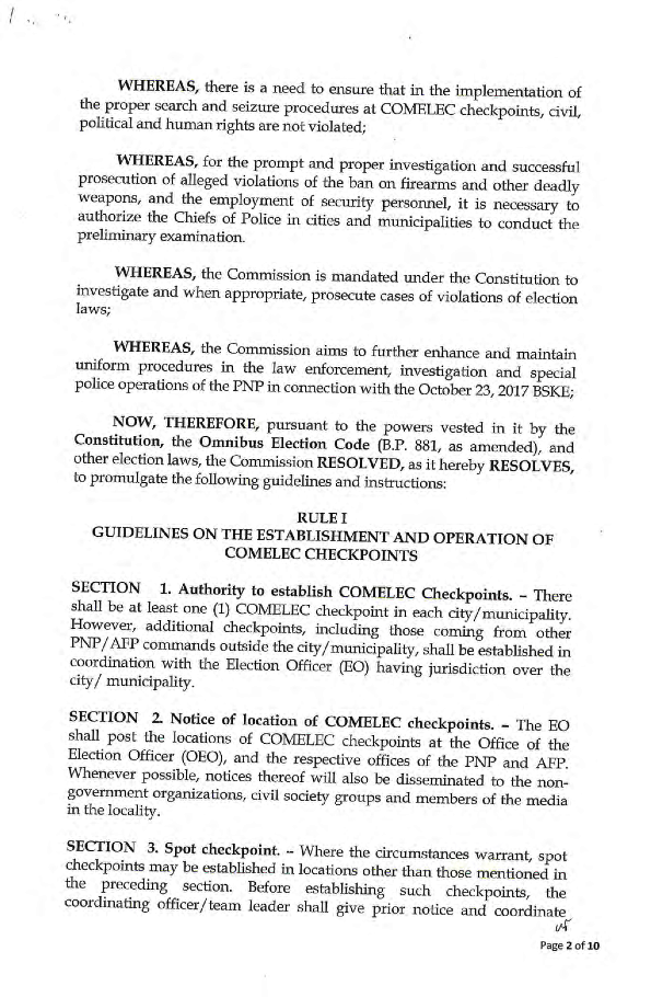 Information is the Key: COMELEC CHECKPOINT (BSKE2017)