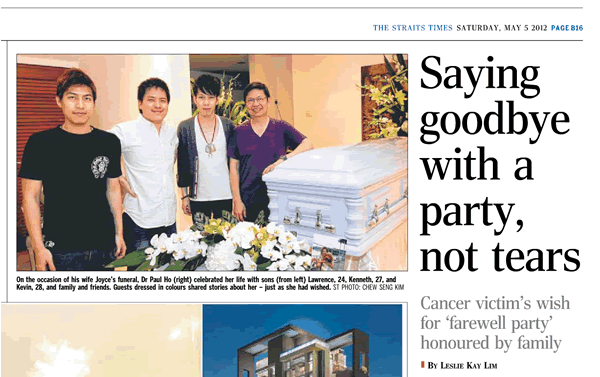 Blogging for Myself: Dr. Paul Ho lost his wife to cancer