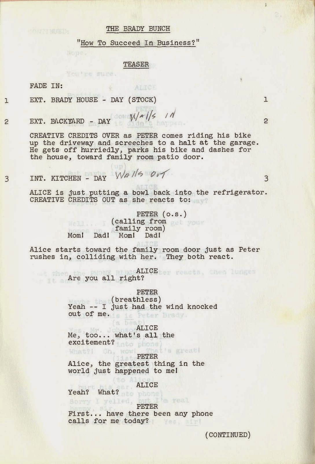 The Brady Bunch Blog: "How To Succeed In Business?" Script