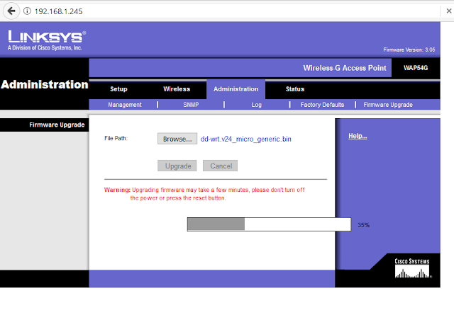 Cara Upgrade Firmware Linksys WAP54G ke DD-WRT