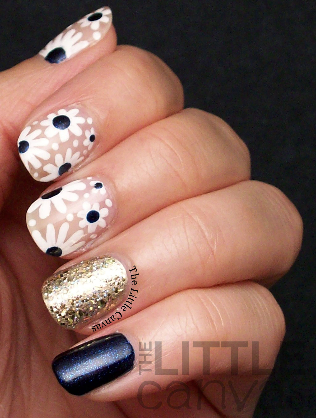 The One with the Daisies and FingerPaints Fathom Blue - The Little Canvas