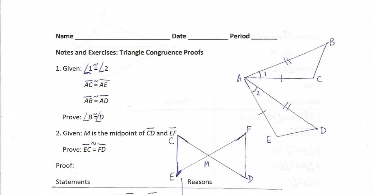 Geometry, Common Core Style: Lesson 7-3: Triangle Congruence Proofs ...