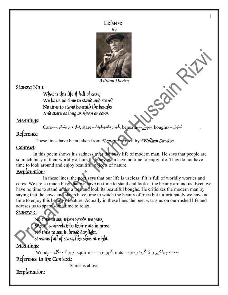 BA POEMS WITH STANZA'S COMPLETE NOTES