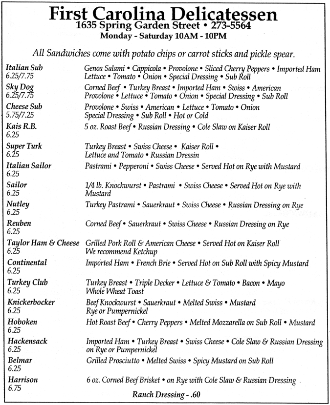 "The Dry Rub": First Carolina Deli: North Carolina's Best