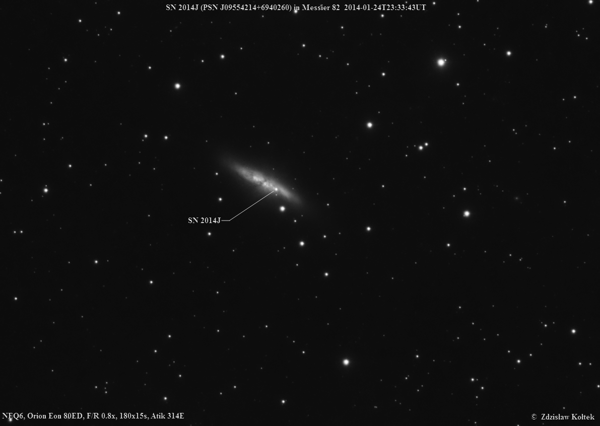 Astronomia Amatorska: Jasna Supernova SN 2014J w galaktyce M82