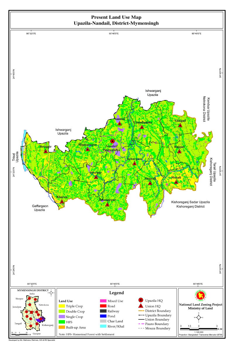 Mouza & Land Use Maps of Nandail Upazila, Mymensingh, Bangladesh ...