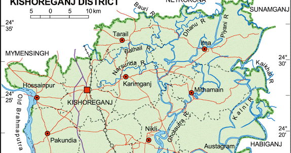 Kishoreganj District: District Map Of Kishoreganj