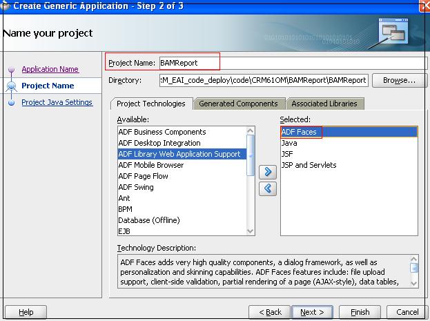Building a Simple Oracle ADF page using Oracle BAM Data Control