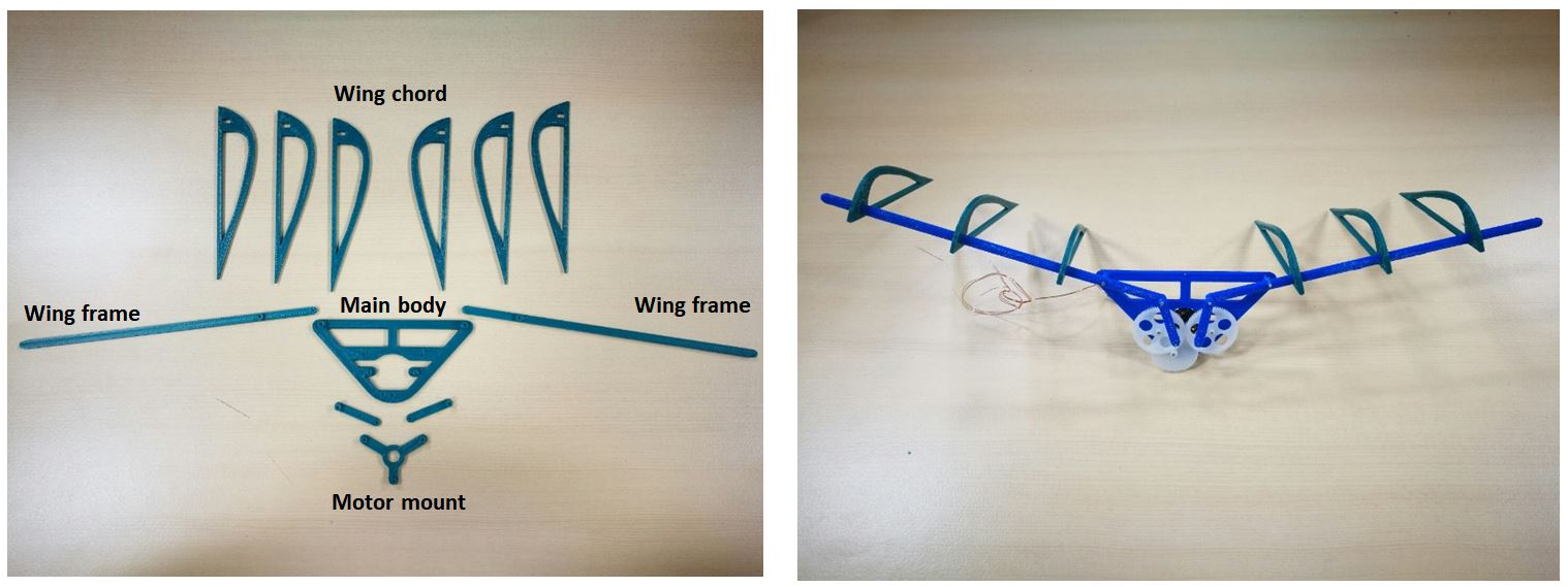 3D-printed elements and assembled structures for flapping & folding ...