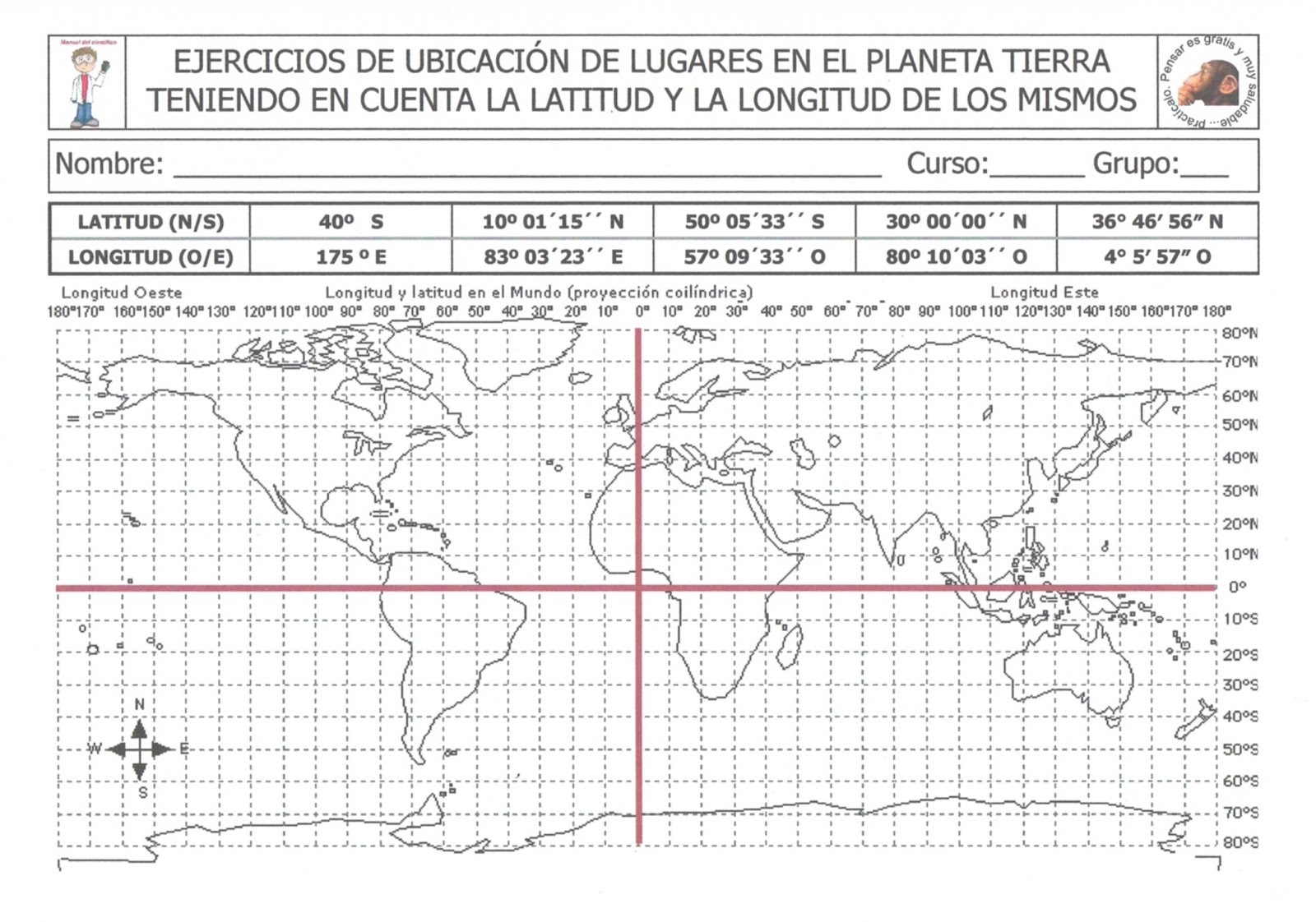 Hoja De Trabajo De Latitud Y Longitud En Formato Pdf
