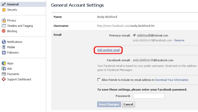 How to change your Facebook log in email address - FB Emotions