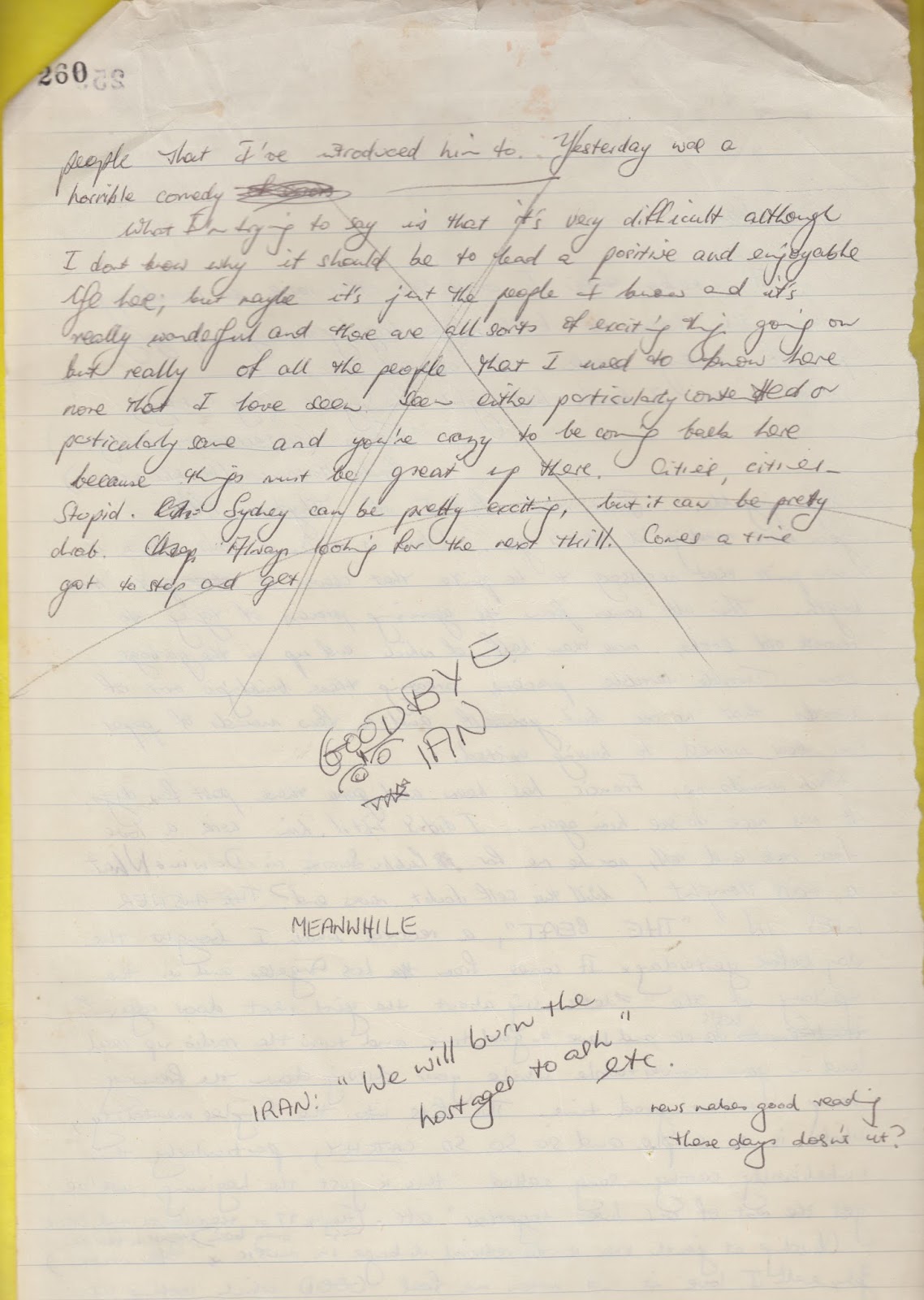 RANDOM STRIKES RAW MATERIAL : Letter to Ian Farr, Circa 1980.