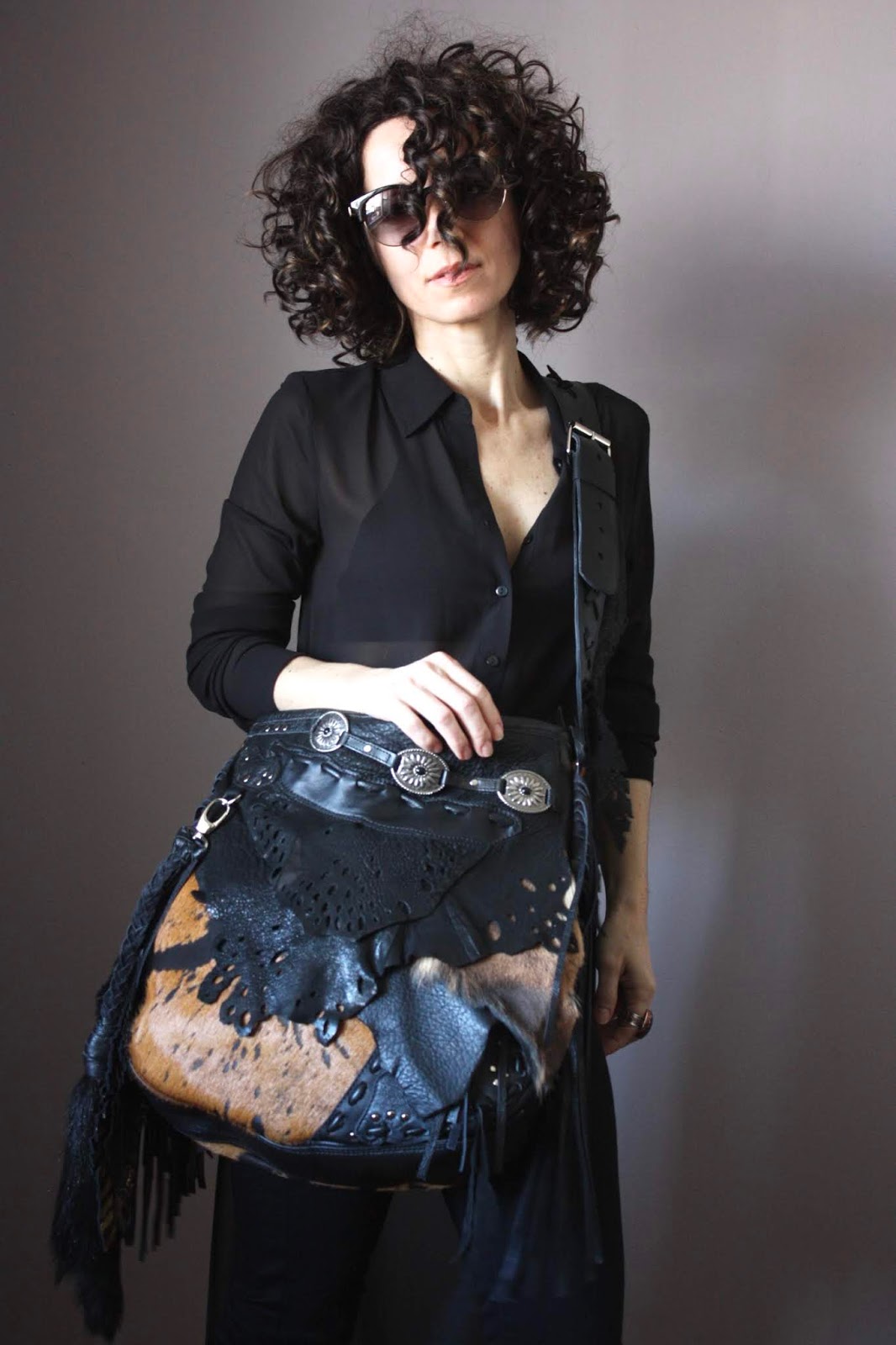 Laboratory of Fashion: New Item In My Shop! Black Fringed Studded Hobo ...