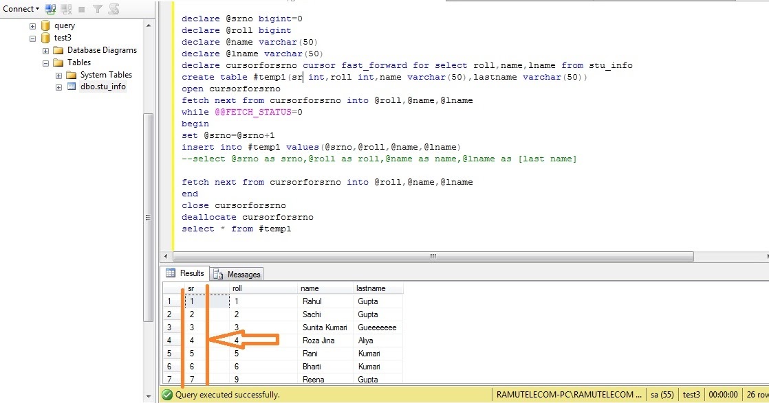 How to show record with Serial Number using Cursor in SQL Server 2008 ...