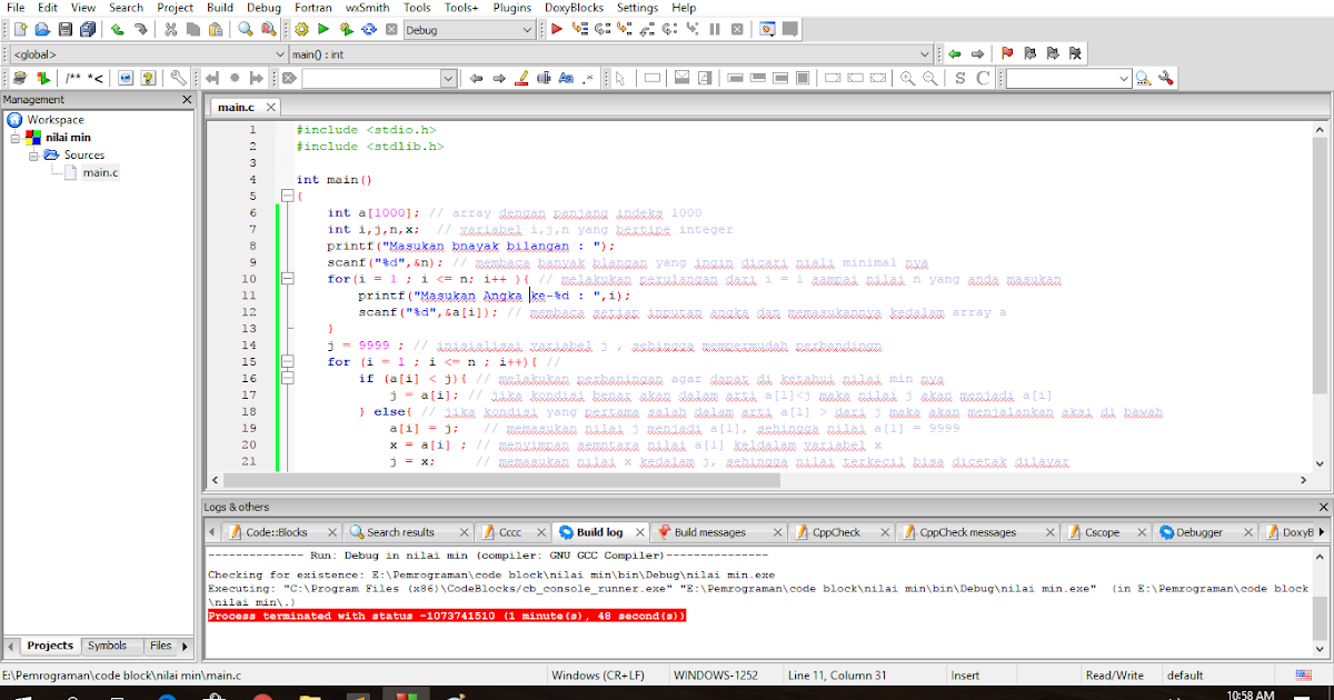 Mencari nilai terkecil dengan bahasa c - Kampung Ngoding