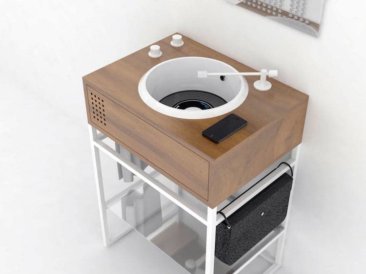 Mesmerizing Pictures Of Vinyl Record-Inspired Bathroom Sinks