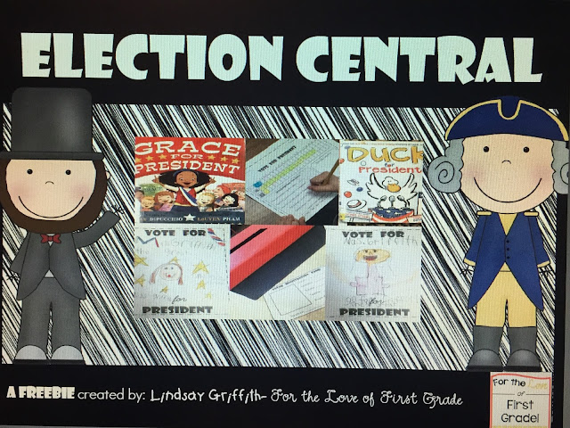 For the Love of First Grade: Voting in the Classroom Election Freebie