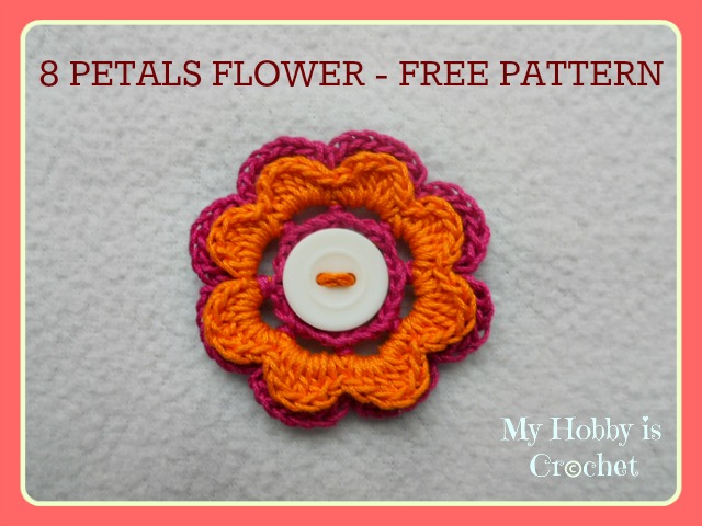 My Hobby Is Crochet: 2 Layered 8 Petal Thread Flower - Free crochet pattern with tutorial
